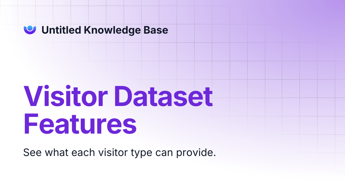 Visitor Dataset Features | Untitled Knowledge Base